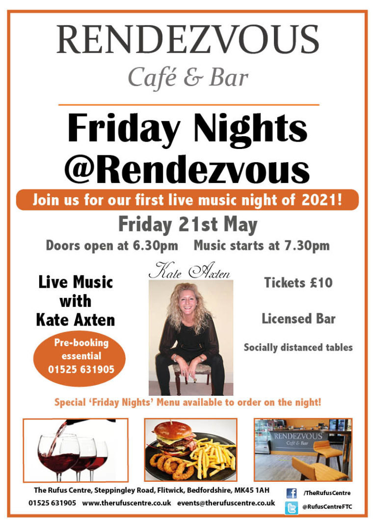 FRIDAY NIGHTS Kate Axten May POSTER - The Rufus Centre